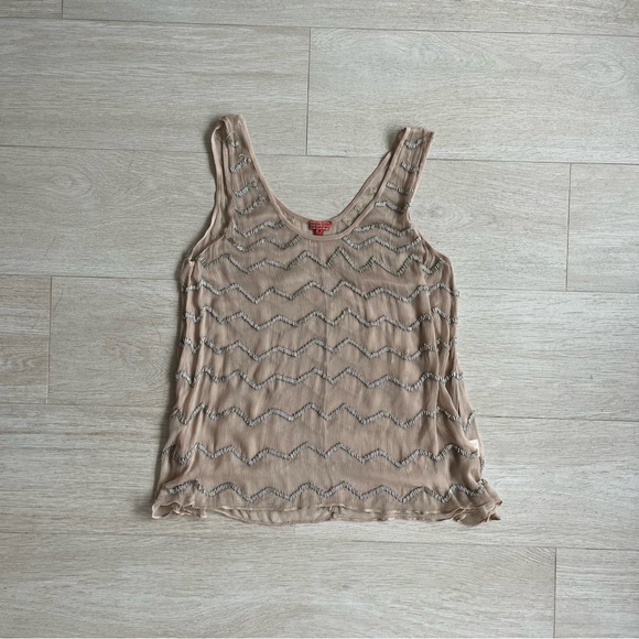Chan Luu | Tops | Nude Pink Sheer Beaded Top Sheer Nude Top With Beaded Detailing | Poshmark